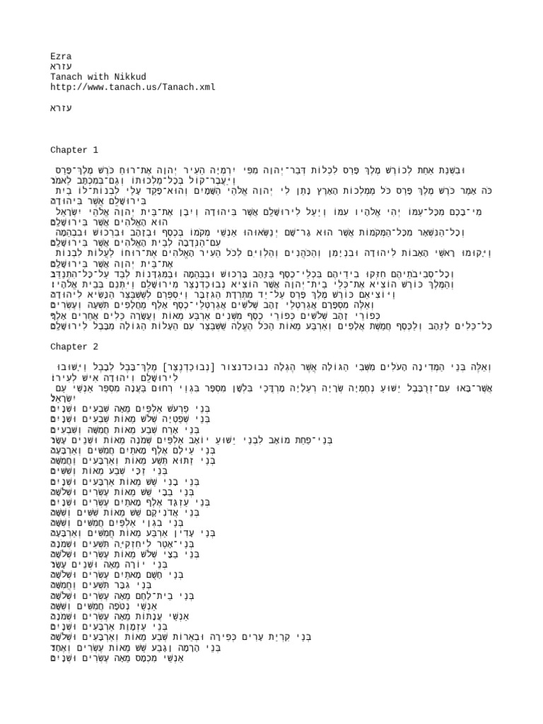 Ezra - He - Tanach With Nikkud - Plain | PDF