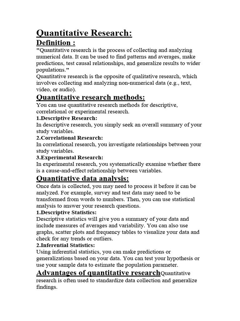 Quantitative Research:: Definition | PDF | Statistics | Quantitative ...