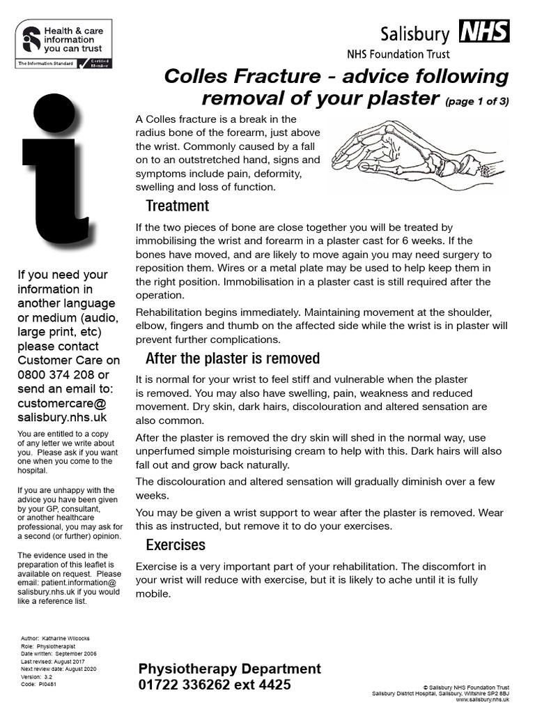 colles fracture removal of plaster pi0481 | Download Free PDF | Hand | Elbow