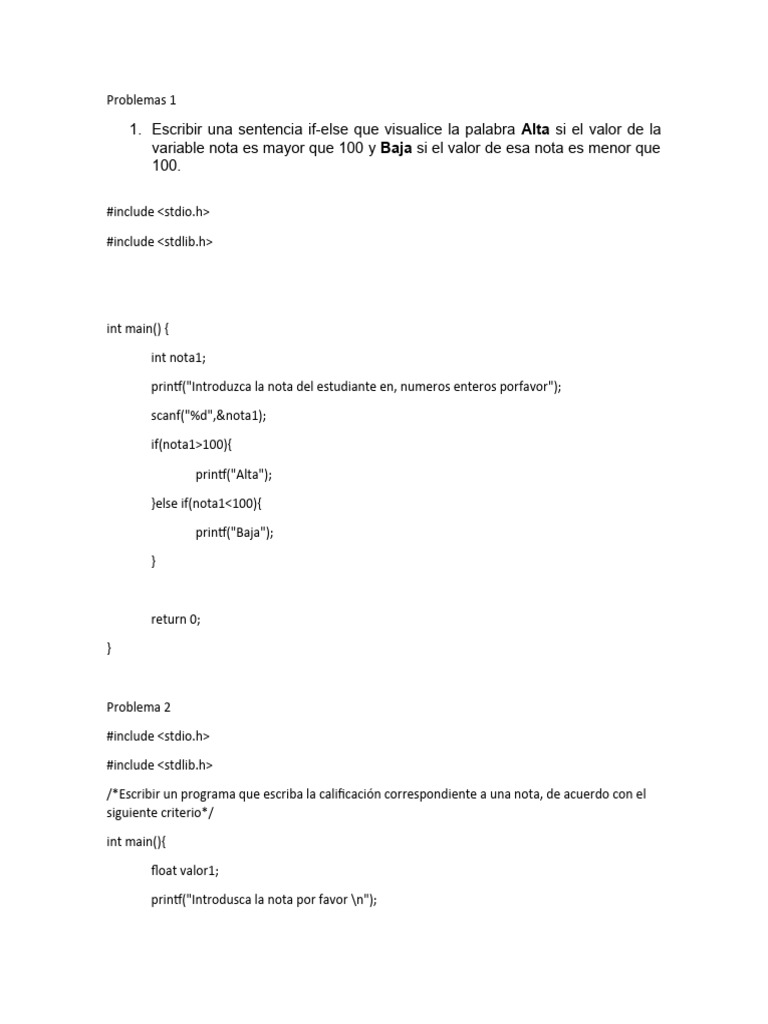 Documentación de Los Problemas de Programación. | PDF