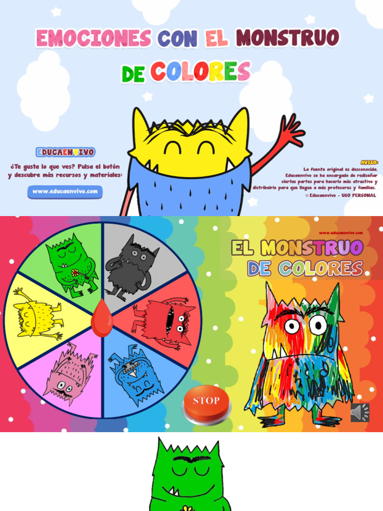 Ruleta de Las Emociones Monstruo de Colores - Educaenvivo | PDF