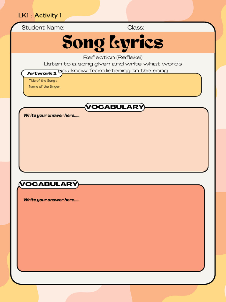 Worksheet PDF Fix Song Lyrics | PDF