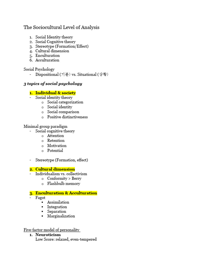The Sociocultural Level of Analysis | PDF | Classical Conditioning ...