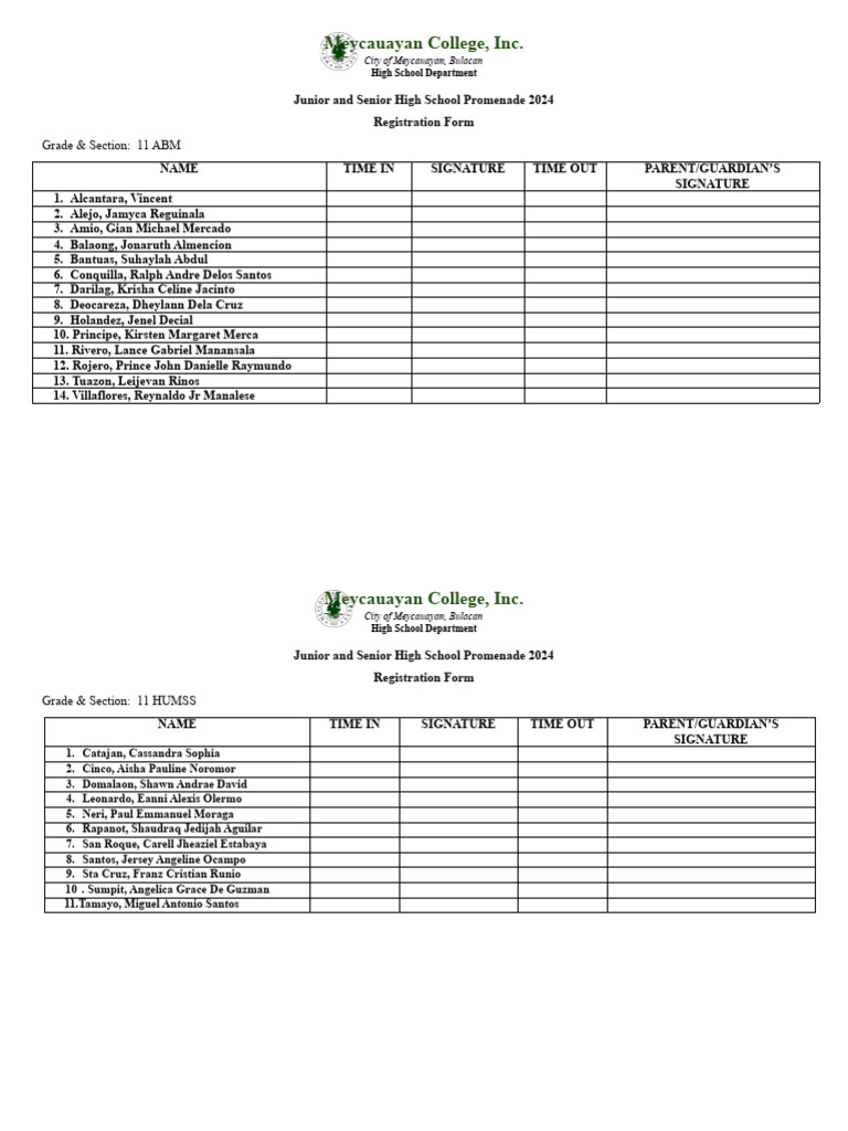 List of Attendees - Prom | PDF