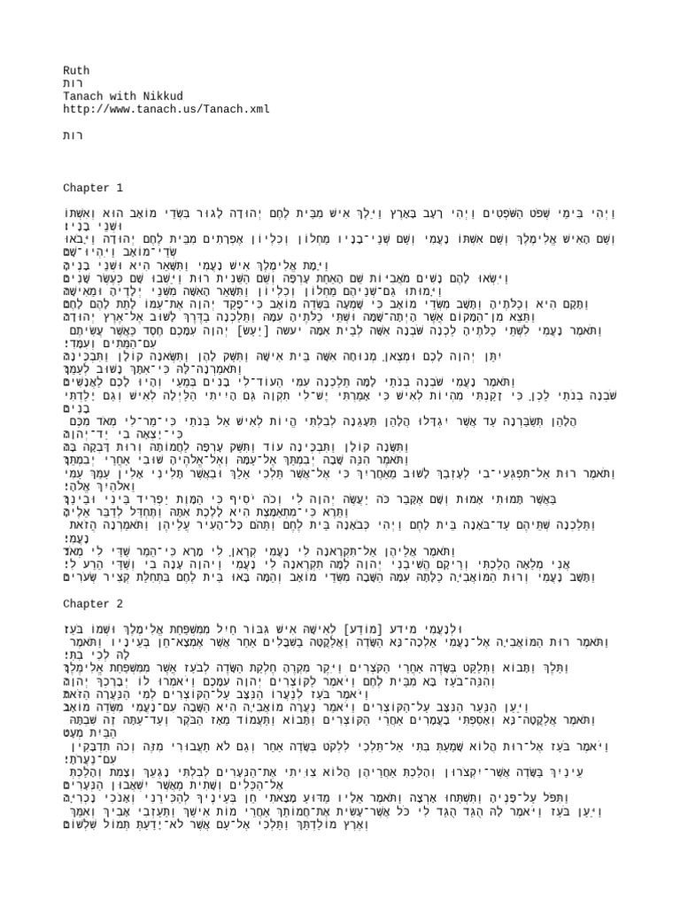 Ruth - He - Tanach With Nikkud - Plain | PDF