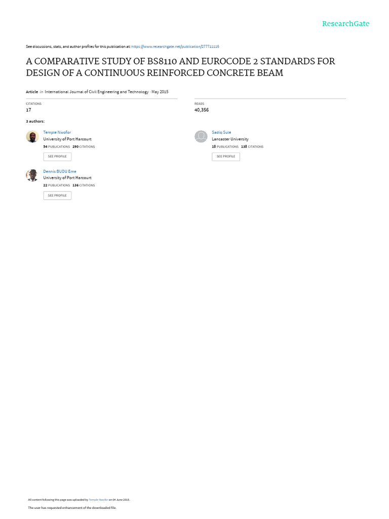 A Comparative Study of Bs8110 and Eurocode 2 Standards For Design of A ...