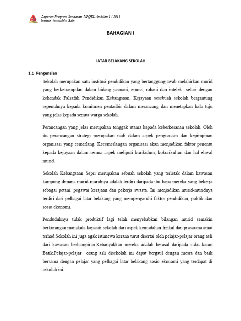 Laporan Program Sandaran SK Sepri NPQEL Ambilan 1 | PDF