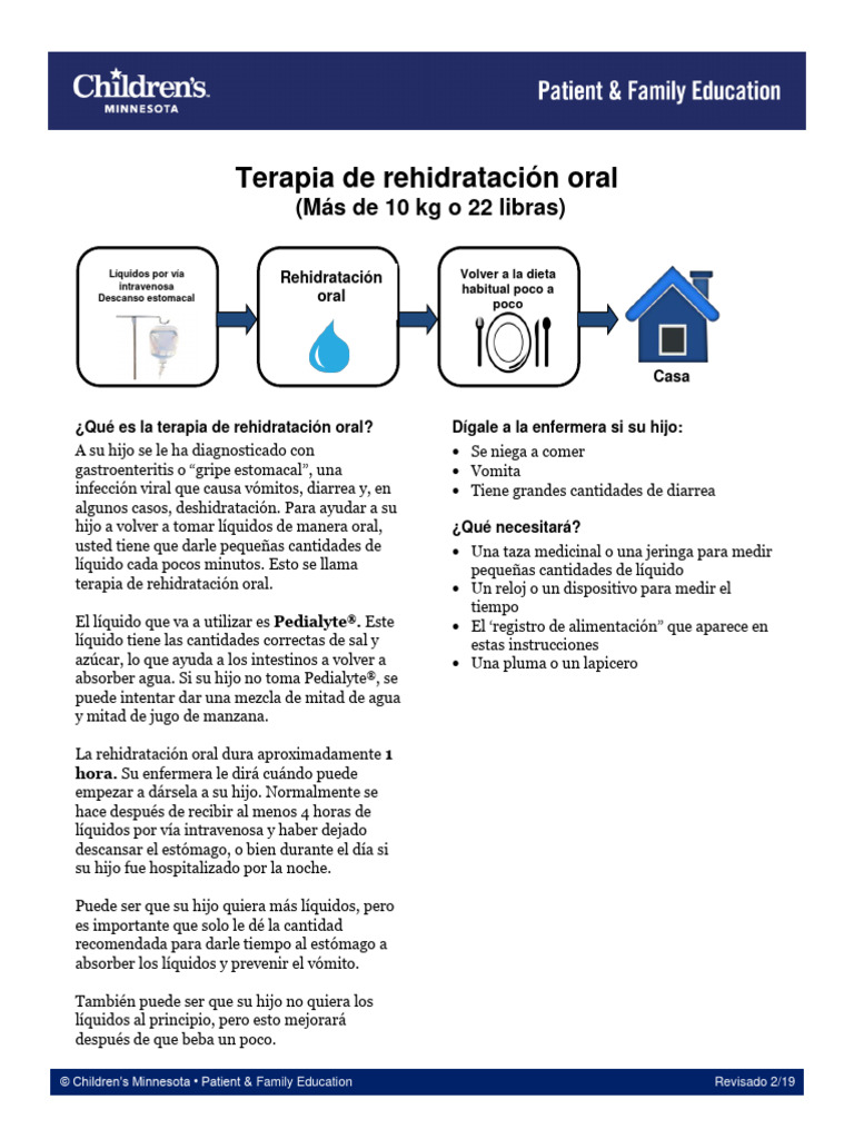 Oral Rehydration Therapy More Than 10kg (Spanish) | PDF | Causas de la muerte | Gastroenterología