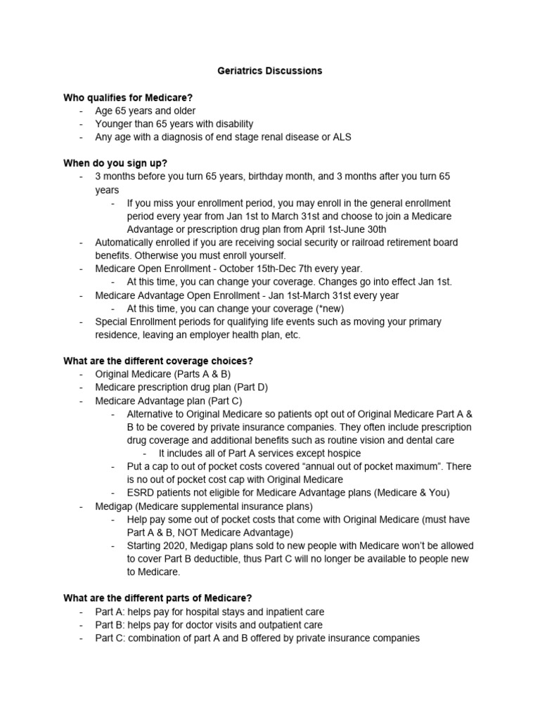 geriatrics discussion outline | PDF | Medicare (United States) | Health ...