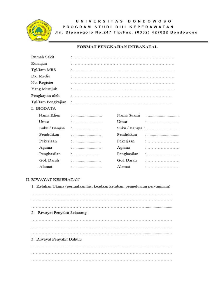 Format Intranatal | PDF