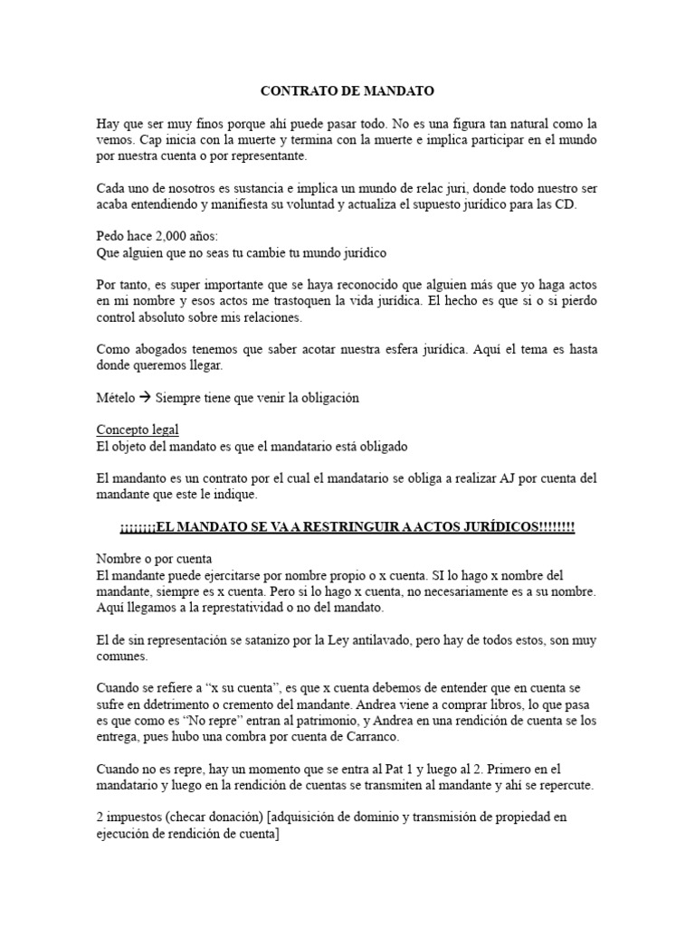Contrato de Mandato: Conceptos Clave | PDF