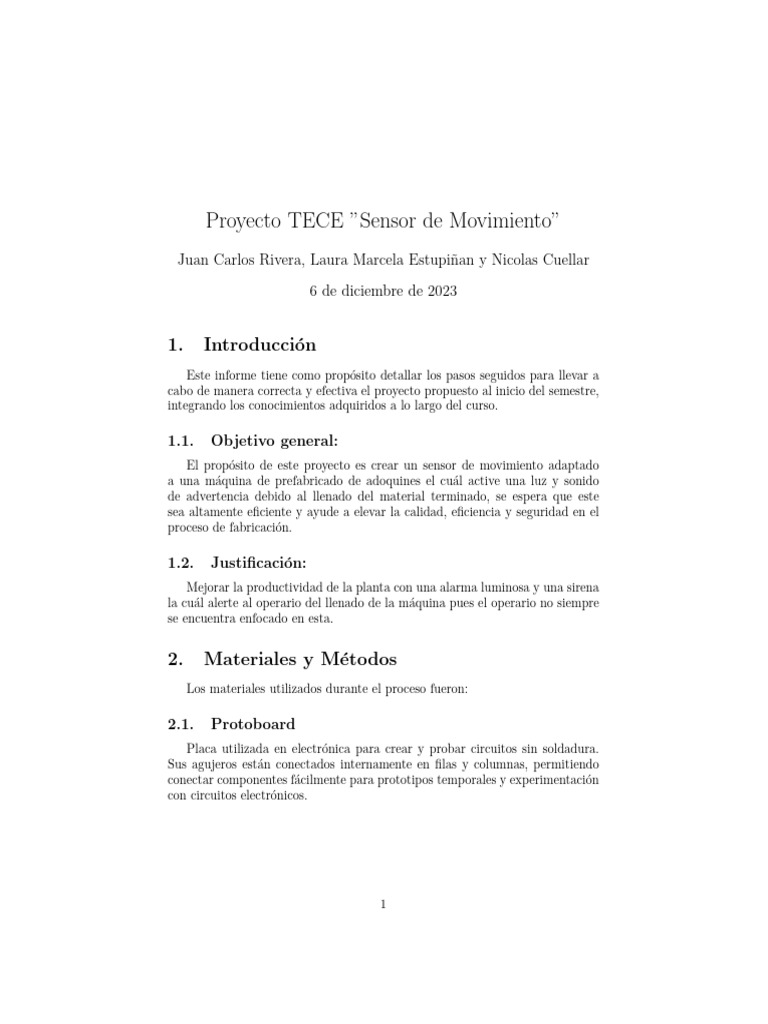 Informe Proyecto | PDF | Arduino | Electrónica