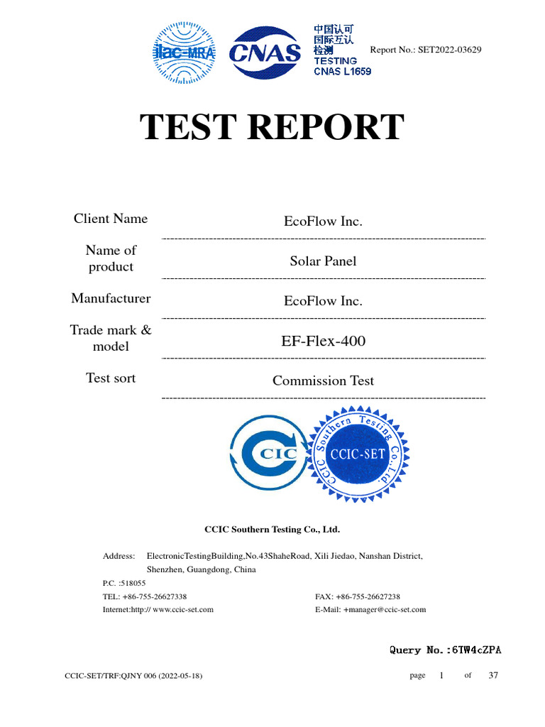EF-Flex-400 IEC Report IEC TS 63163 IEC61215-2 | PDF | Solar Panel ...