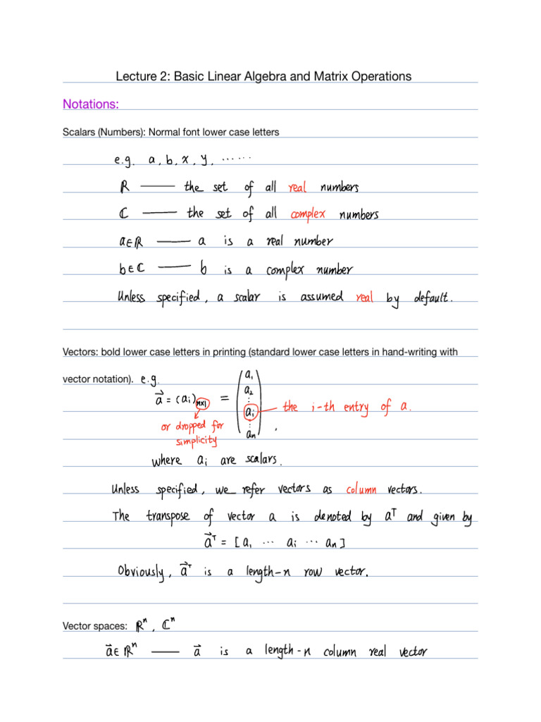 MATH3322 2 Basic Linear Algebra and Matrix Operations | PDF | Matrix (Mathematics) | Norm ...