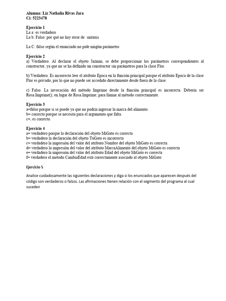 Trabajo Practico 17 Ejercicios Propuestos Pdf Constructor Programación Orientada A 