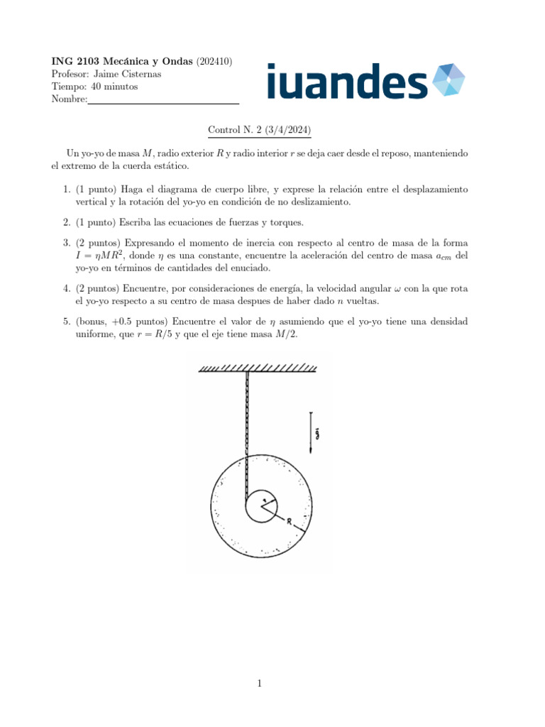 Control2 Con Pauta | PDF | Masa | Cantidades fisicas