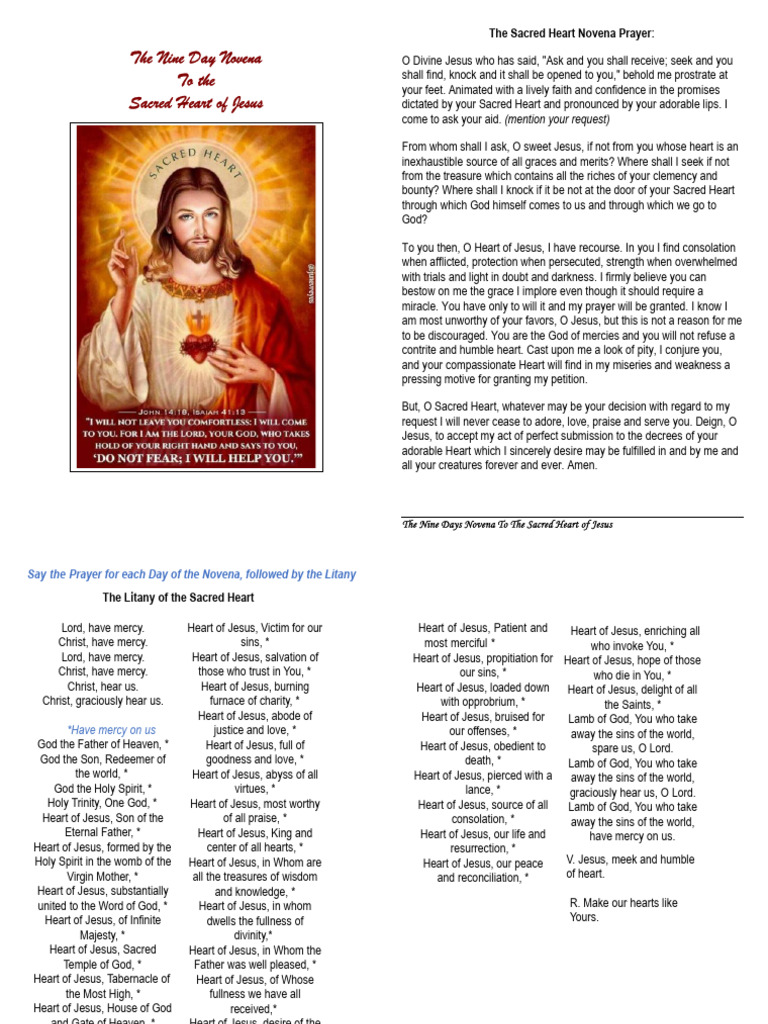 Nine Day Novena to Sacred Heart | PDF | Systematic Theology | Theology