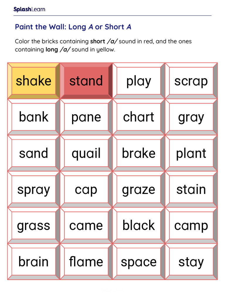Short A vs Long A Sound Activity | PDF