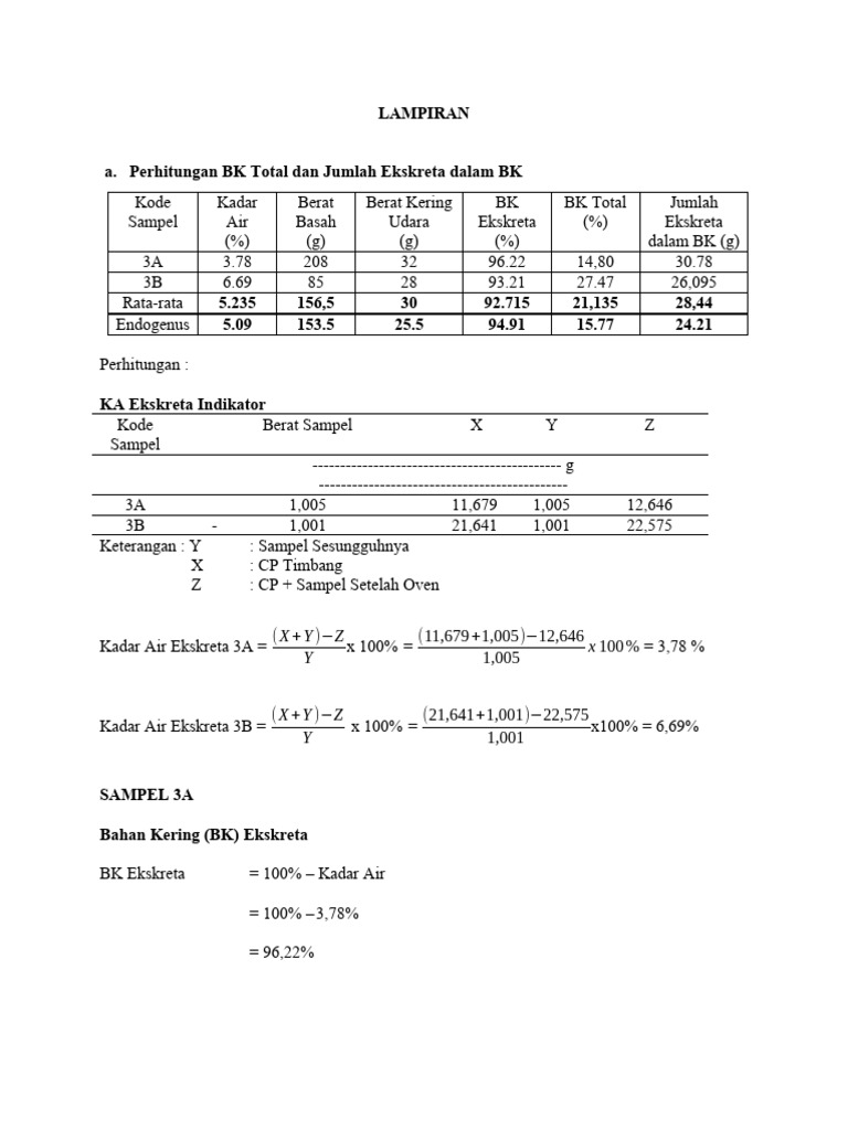 LAMPIRAN Contoh Perhitungan | PDF