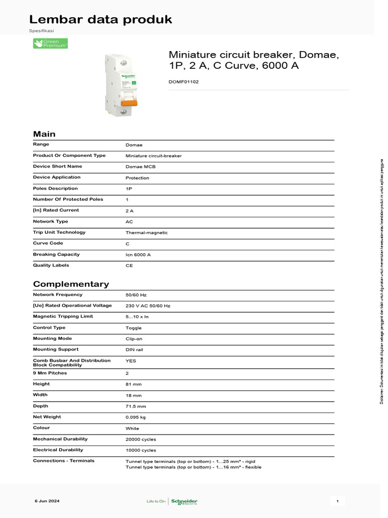MCB Domf01102 | PDF | Manufactured Goods | Electric Power