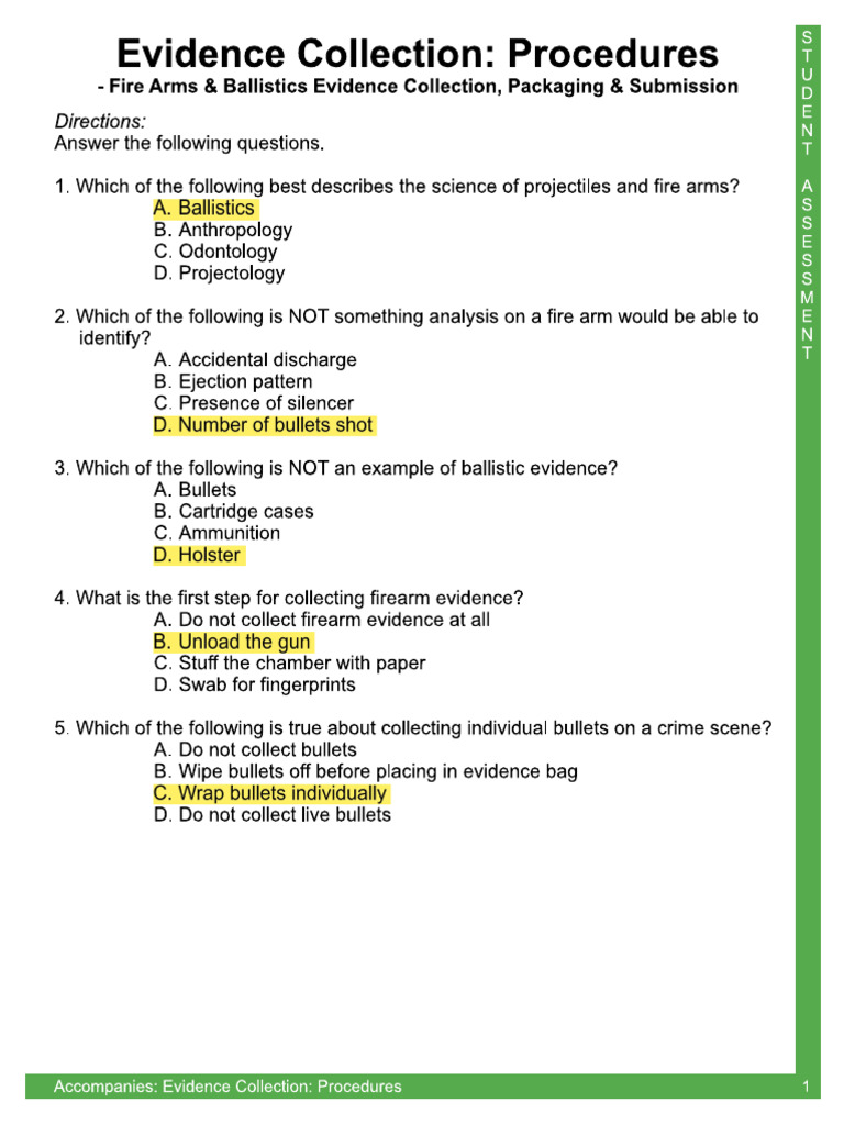 Assessment+IX+-+Fire+Arms+ +Ballistics+Evidence+Collection,+Packaging+ ...