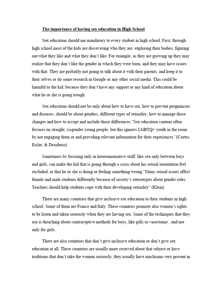 The Importance Of Having Sex Education In High School Download Free Pdf Sex Education