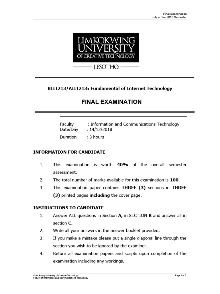 Fundamental of Internet Technology (AIIT 213) | PDF | Computing | Internet