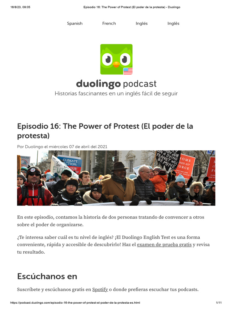 Episodio 16 - The Power of Protest (El Poder de La Protesta) - Duolingo ...