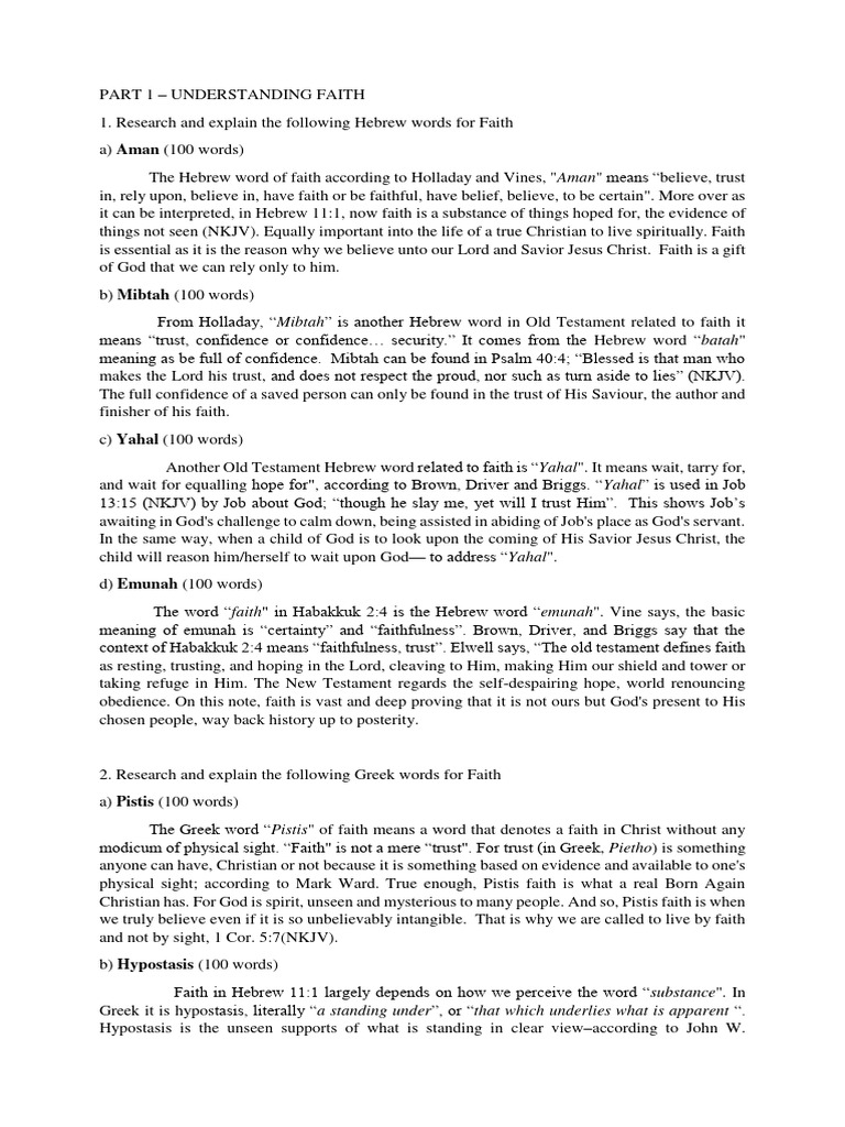 Hebrew and Greek Words for Faith Explained | PDF | Jesus | Faith