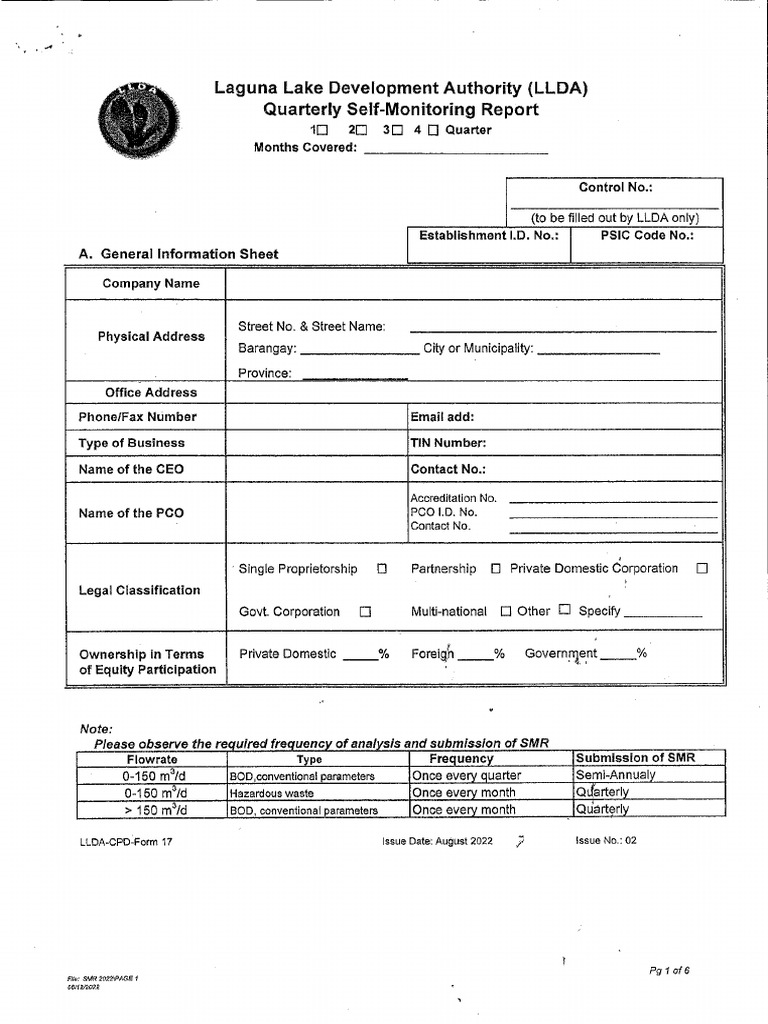SMR LLDA-CPD-Form 17 (Aug2022) | PDF