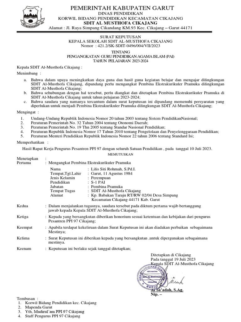 SK Pembina Pramuka | PDF