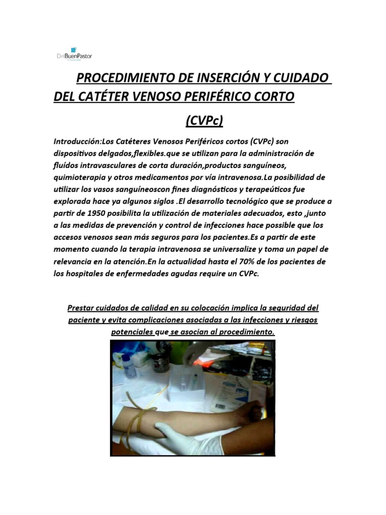 Procedimiento de Inserciã - N y Cuidado Del Catã - Ter Venoso Perifã - Rico Corto | PDF ...