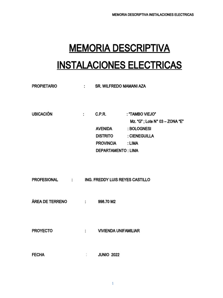 Memoria Electricas | PDF | Cambiar | Aislador (Electricidad)