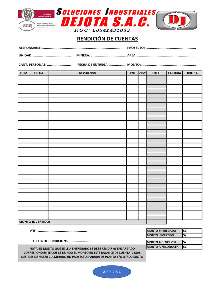 Formato - Rendicion de Cuentas | PDF | Tecnología