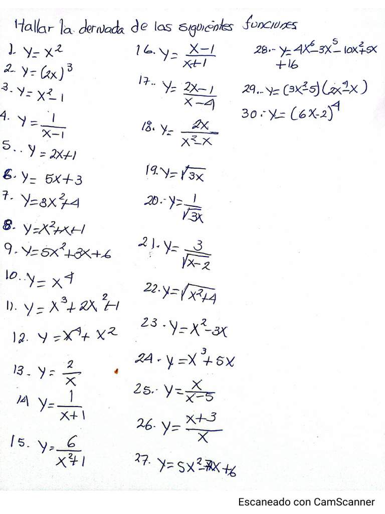 Ejercicios derivada 1 | PDF