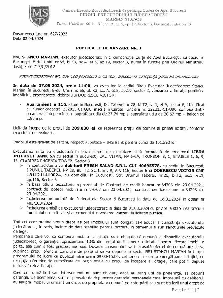 Publicatia Vanzare | PDF