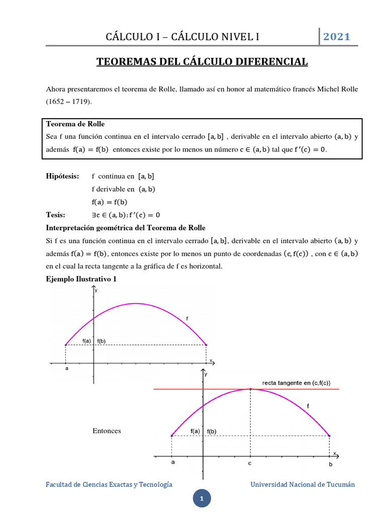 Teoremas Del Cálculo Diferencial | PDF | Derivado | Función continua