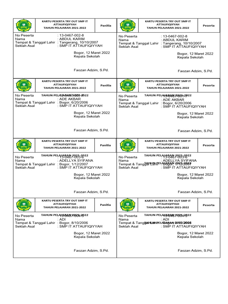 Kartu To 2022 Okk | PDF