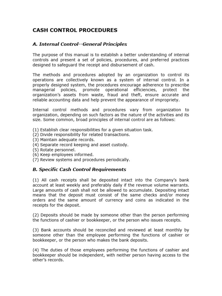 Cash Control and Disbursement Procedures | PDF | Cheque | Inventory