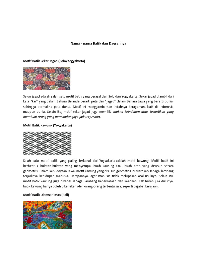 Nama - Nama Batik | PDF
