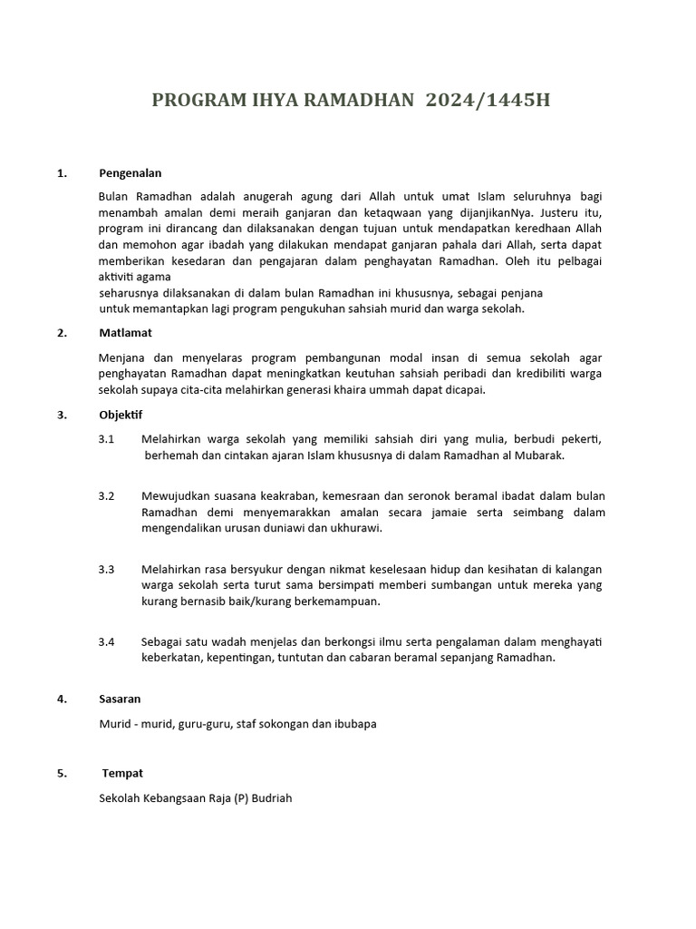 Program Ihya Ramadan Baru | PDF