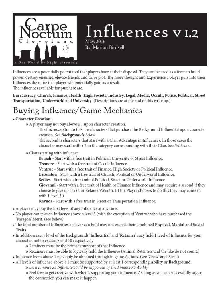 Carpe Noctum Rules - Influences | Download Free PDF | Organized Crime | Gang