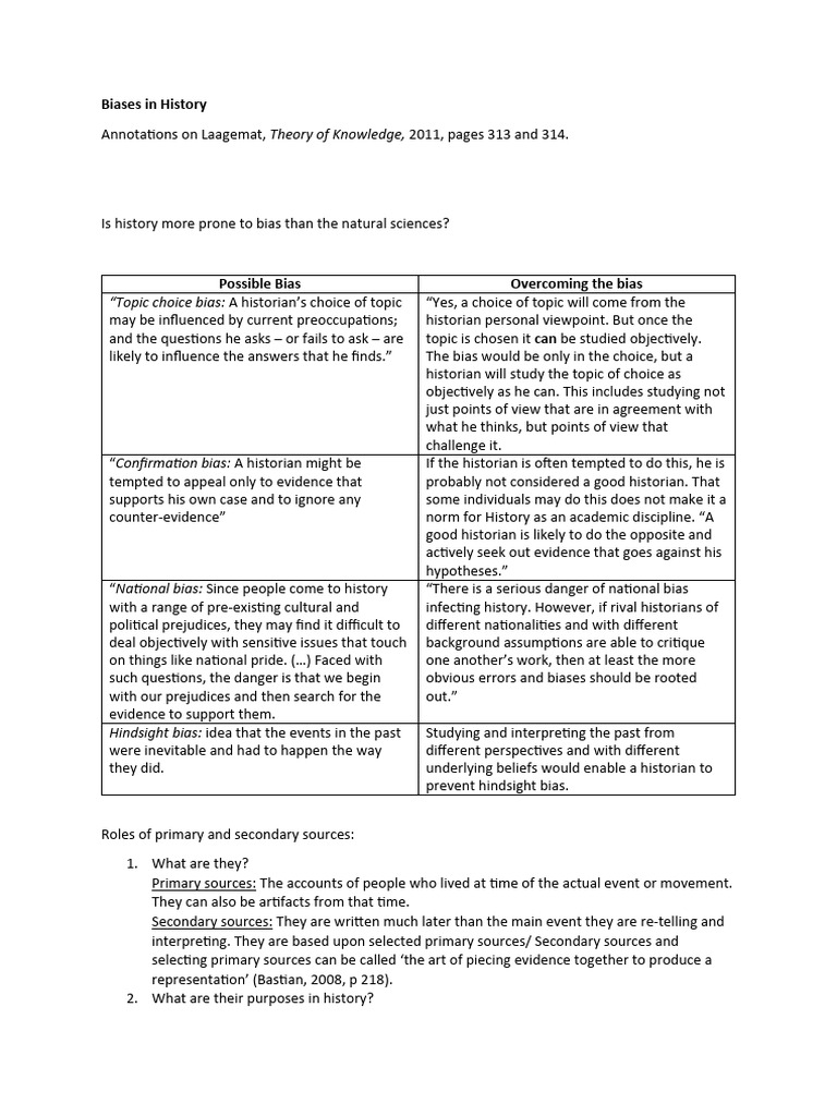 Biases in History (1) | PDF | Primary Sources | Bias
