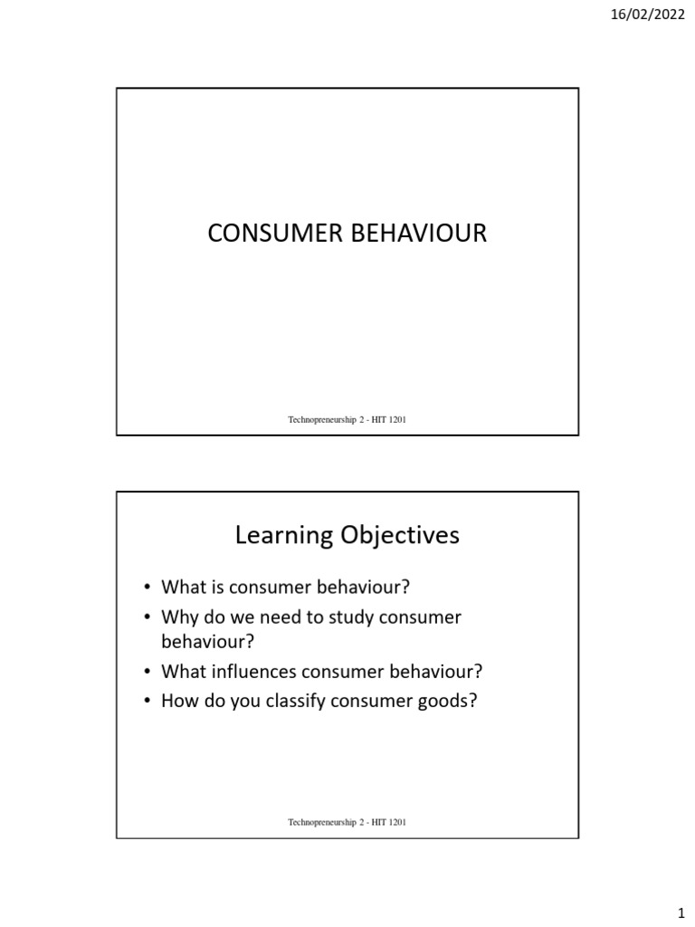 CONSUMER BEHAVIOUR | PDF | Consumer Behaviour | Behavior