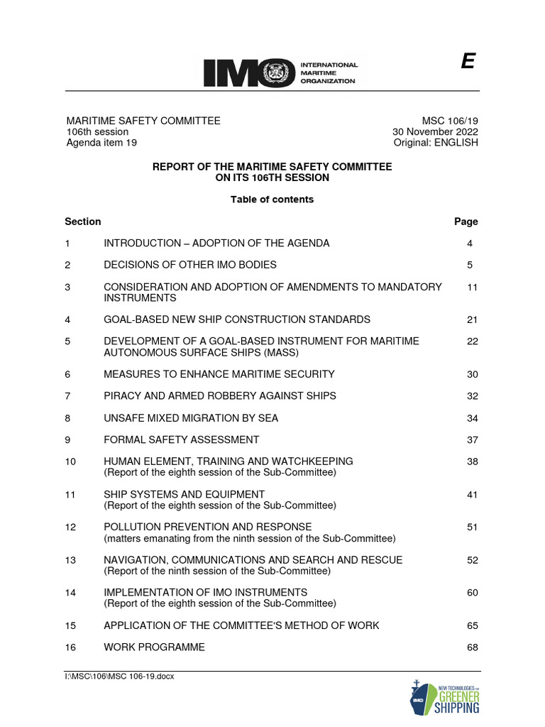 MSC 106 | PDF | Search And Rescue | Shipping