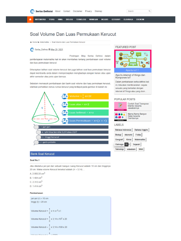 Mencari Selimut - Kerucut | PDF