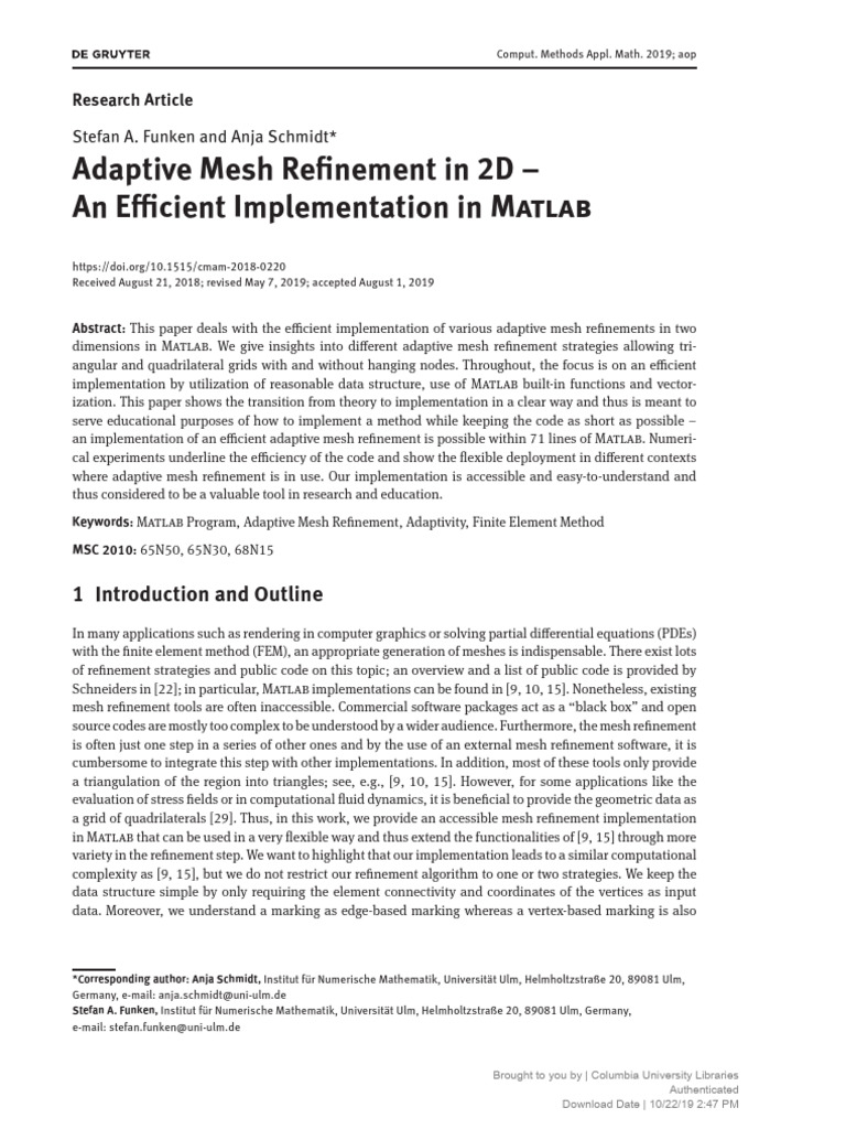 Adaptive Mesh Refinement in 2D - An Efficient Implementation in Matlab ... Adaptive Mesh Refinement in 2D - An Efficient Implementation in Matlab ...