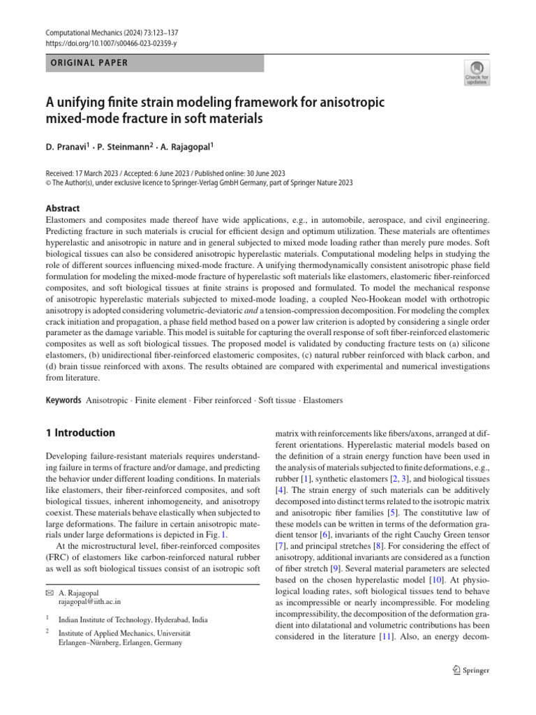 A Unifying Finite Strain Modeling Framework For Anisotropic Mixed-Mode Fracture in Soft ...