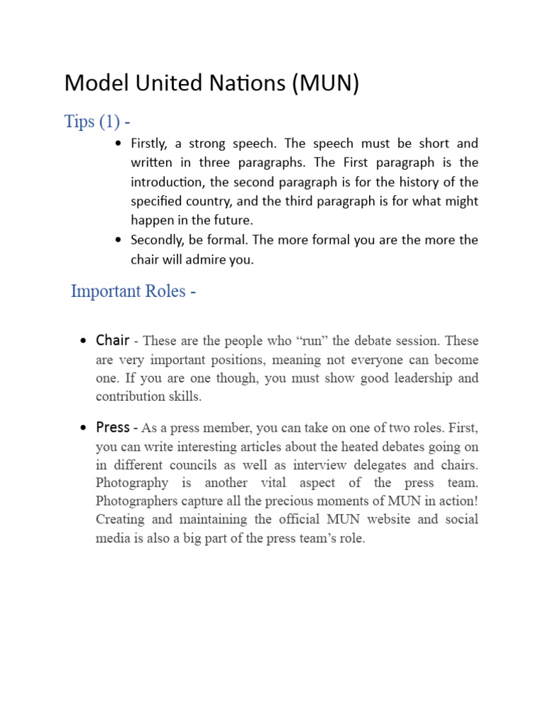 Model United Nations | PDF