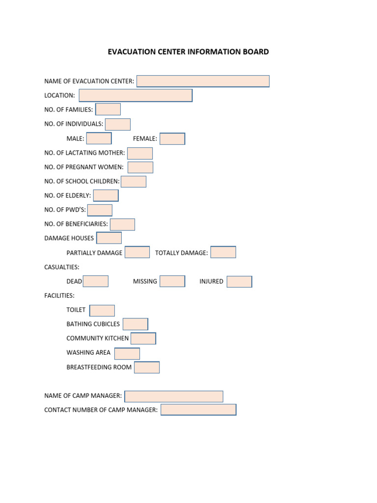 Evacuation Center Information Board | PDF